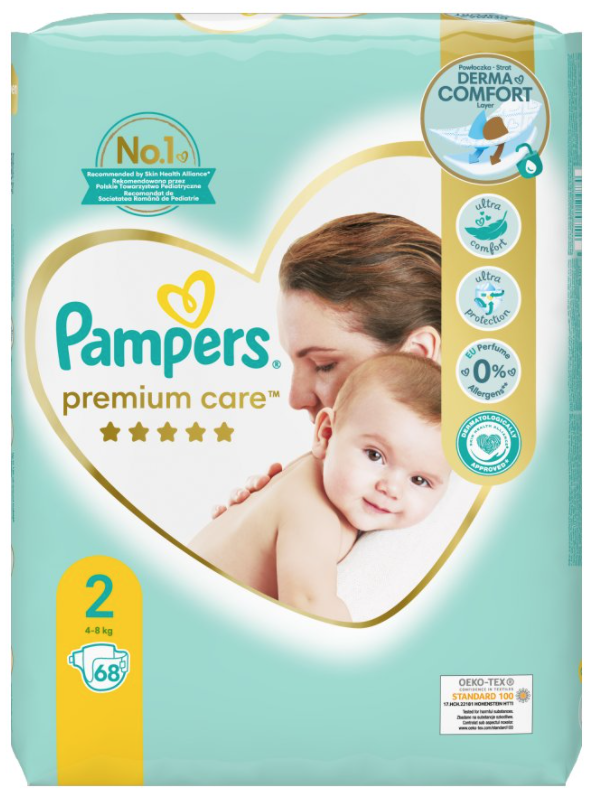 PAMPERS PREMIUM CARE Pieluszki rozmiar 2 4 8 kg 68 szt